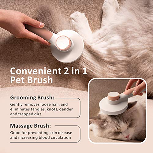 Cat Grooming Brush, Baytion Self Cleaning Cat Brushes for Dogs Cats for Long Haired & Short Hair Gently to Remove Loose Undercoat, Mats Tangled