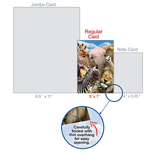 NobleWorks - 1 Funny Animal Birthday Card with Envelope - Cute Kids Card for Birthdays - Here's Looking at Zoo C6639FBDG-US