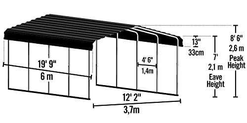 Arrow Sheds Amazon Exclusive 12' x 20' x 7' 29-Gauge Carport with Galvanized Steel Roof Panels and Enclosure Kit, Charcoal