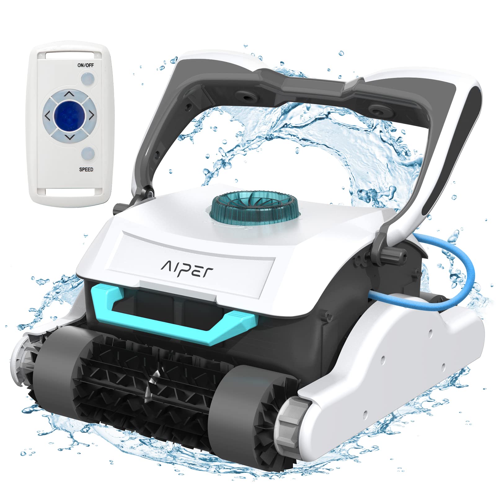 AIPER Upgrade Corded Remote Control Robotic Pool Cleaner with Waterline Scrubbing, Powerful 200W Triple Motors,Great Pool Robot Vaccum Ideal for Inground Pools, Gray (Orca 2000)