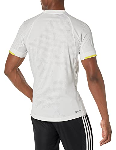 adidas Men's Tennis London Freelift Tee, White/Impact Yellow, XX-Large