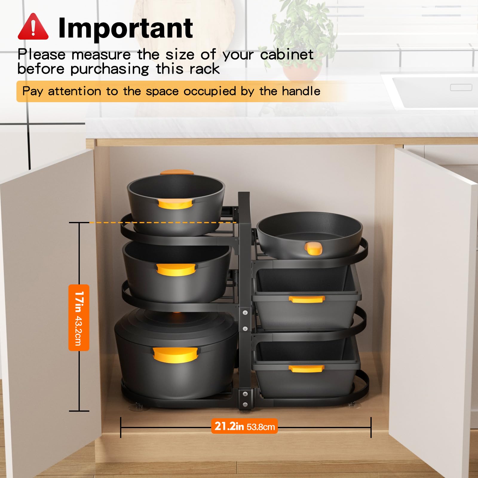ARSTPEOE Mega Clearence Sale Half Save 6Tier, Pot and Pan Organizer for Cabinet, Pan Organizer Rack for Cabinet, Pot Organizer Rack for Under Cabinet, Pot Lid Organizer for Cabinet, Black