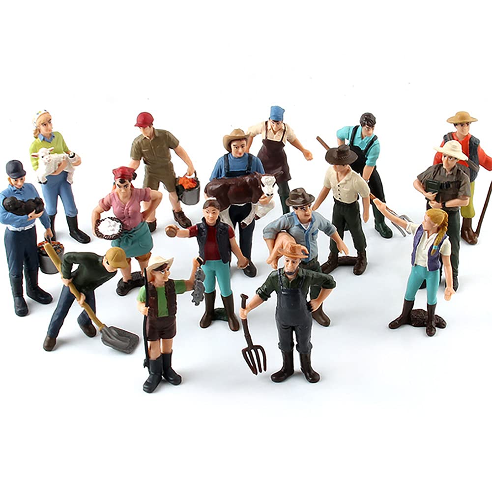 DOYIFun 6 Pcs Realistic Farmer People Model Figures Toy Playset, Plastic Farm Keeper Figurines Preschool Educational Learn Cognitive Toys for Toddlers Kids