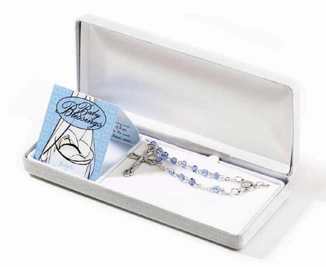 Dicksons Blue Boy Baby Blessings Silver Plated 4mm Bead First Rosary