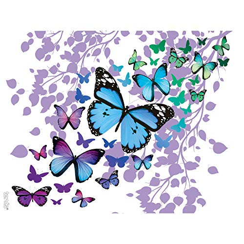 Tervis Plastic Blue Endless Butterfly Insulated Tumbler with Wrap and Turquoise Lid, 24oz, Clear