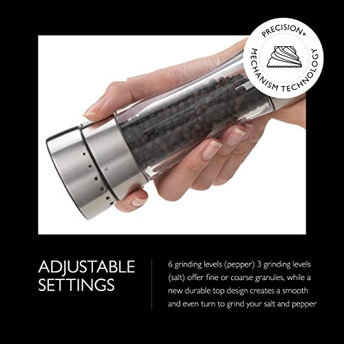 COLE & MASON Derwent Salt and Pepper Grinder Set - Stainless Steel Mills Include Gift Box, Gourmet Precision Mechanisms and Premium Sea Salt and Peppercorns