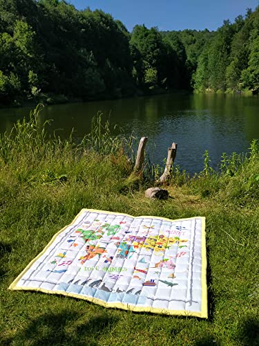 Baby Play Mat, Animals of The World, 60x60 Inches 100% Cotton Machine Washable