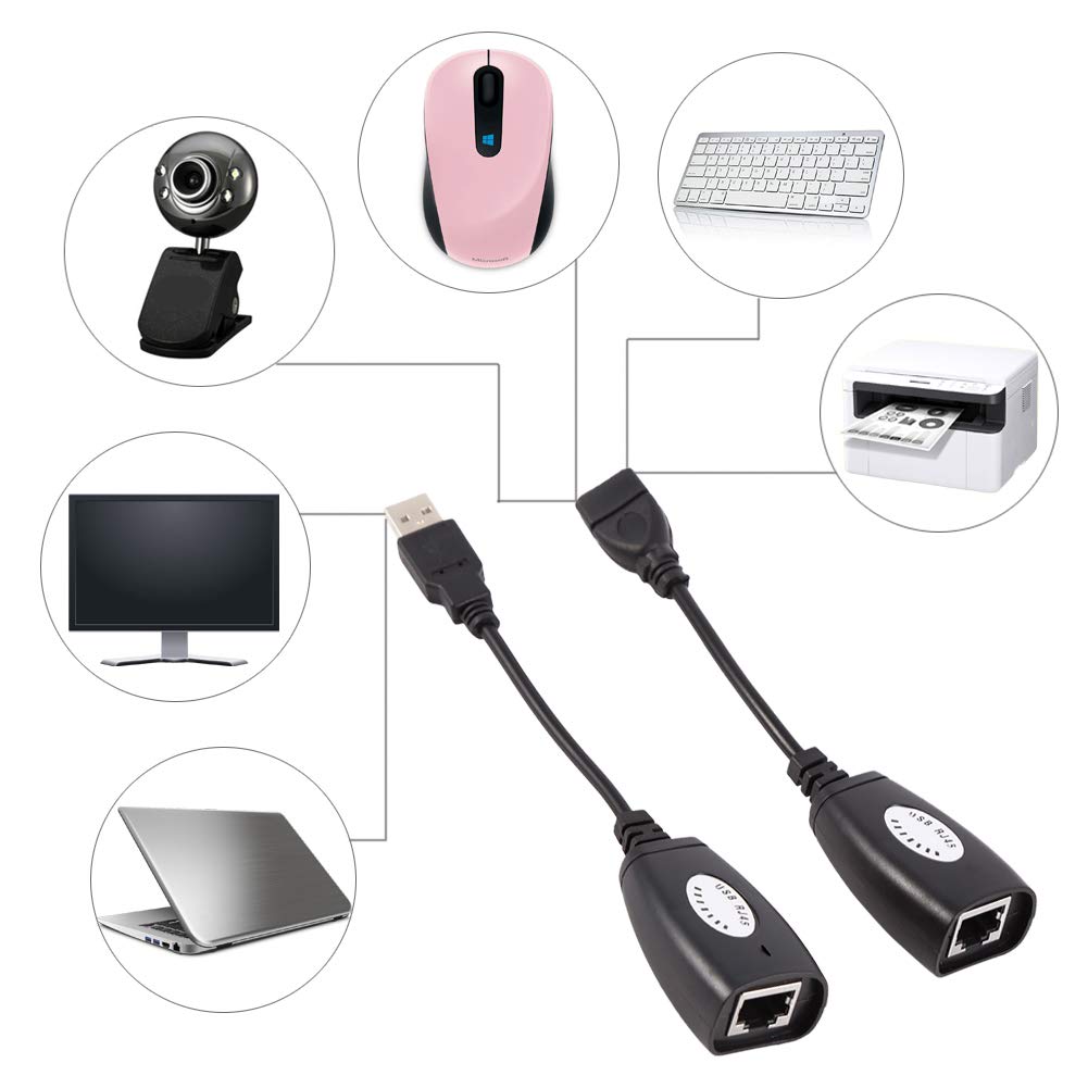 USB to RJ45 Adapter,USB 2.0 to RJ45 Ethernet Extension Extender Network Adapter Cable Wired LAN Ideal for Use with USB Cameras, Printers, Web Cameras, Keyboard, Extensions