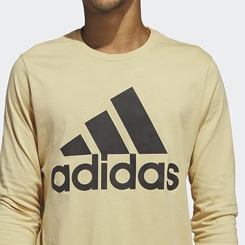 adidas Amplifier Long Sleeve Badge of Sport Tee Men's, Beige, Size XXX-Large
