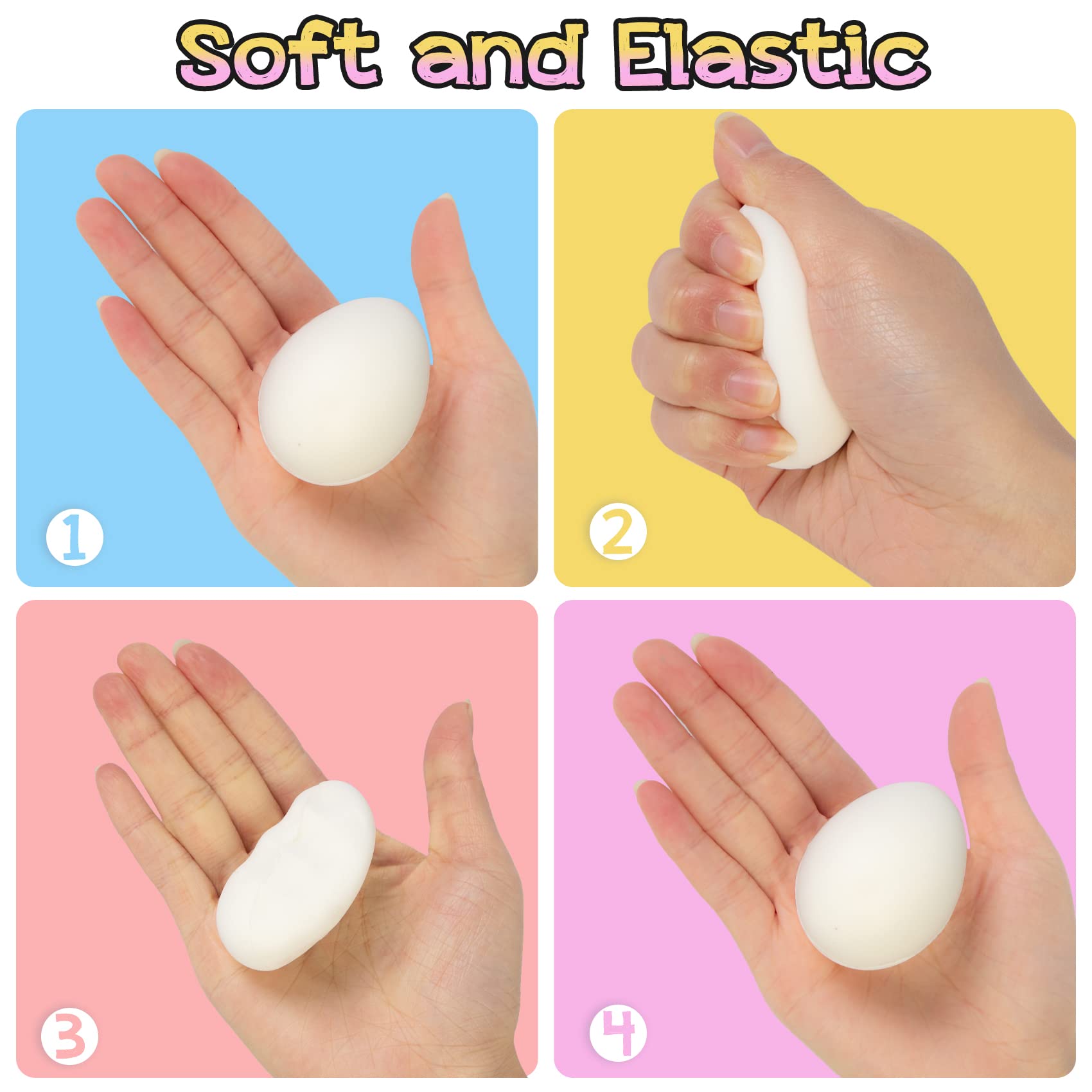 Easter Crafts for Kids, 8 Pcs DIY Coloring Egg Painting Kit Easter Squishy Stress Relief Toys Slow Rising White Squishies Eggs Easter Basket Stuffers Gifts Party Favors Classroom Prize Supplies