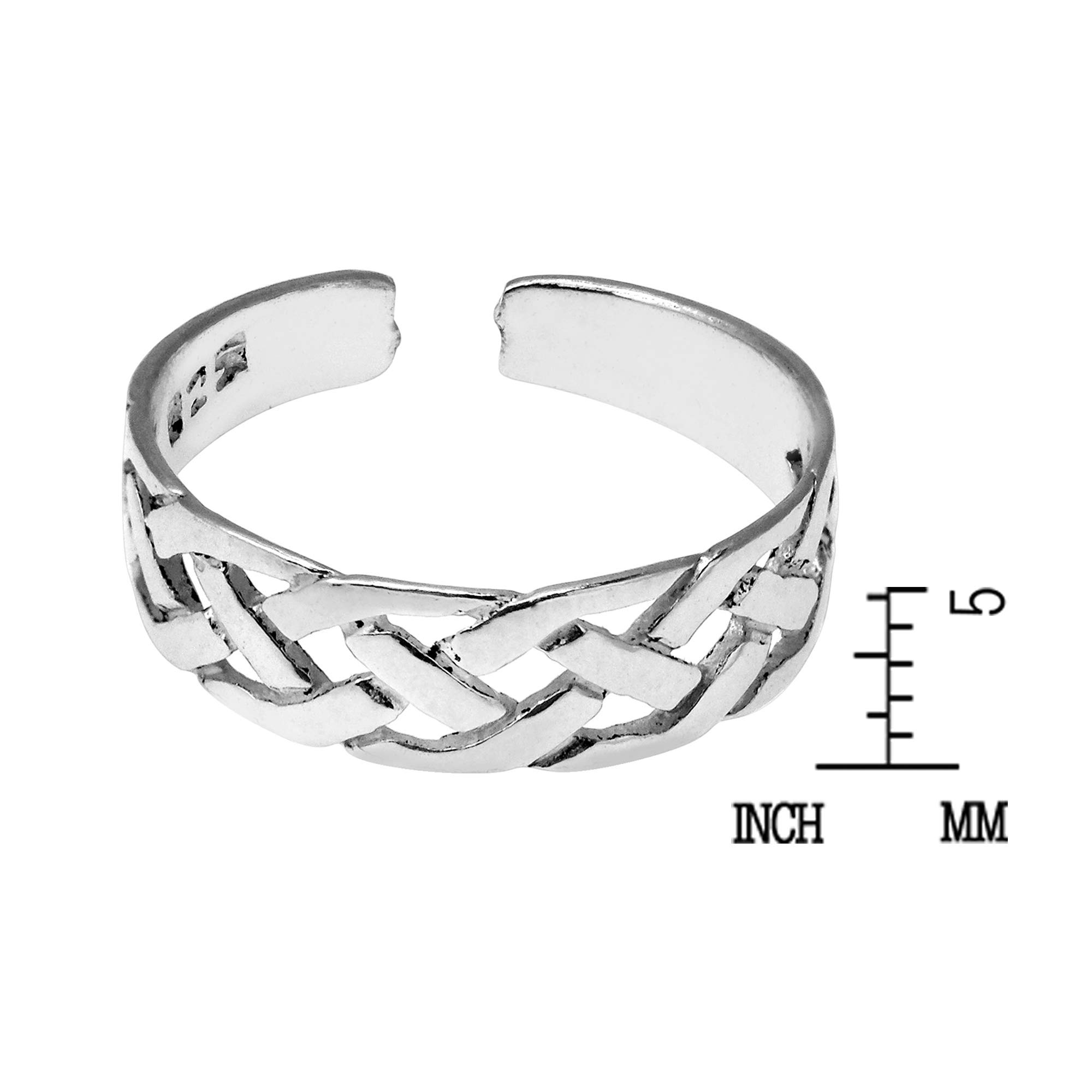 AeraVida Interwoven Celtic Knot .925 Sterling Silver Toe Ring or Pinky Ring | Celtic Knot Toe Rings for Women Sterling Silver | Silver Toe Rings for Women | Adjustable Toe Ring