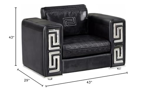 American Eagle Furniture AE223 Black Color with Faux Leather and Fabric Chair