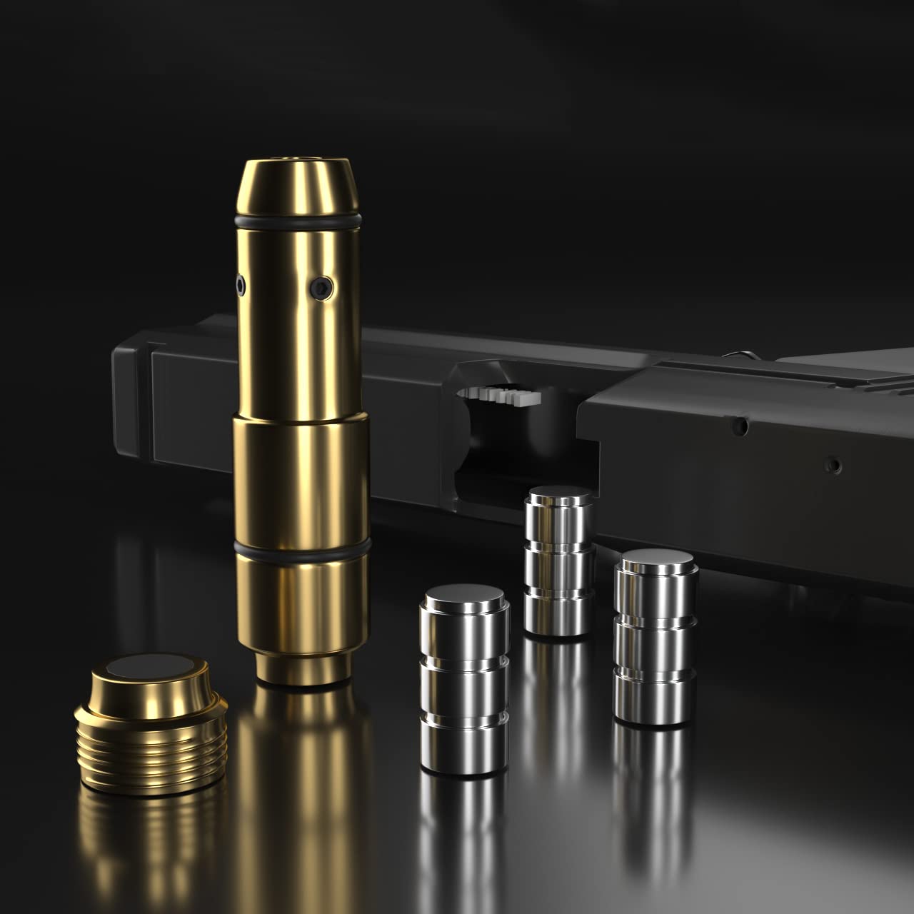 9mm Laser Training Cartridge with Built in Snap Cap for Dry Fire Training Practice, Extra Rubber Back Cap Included