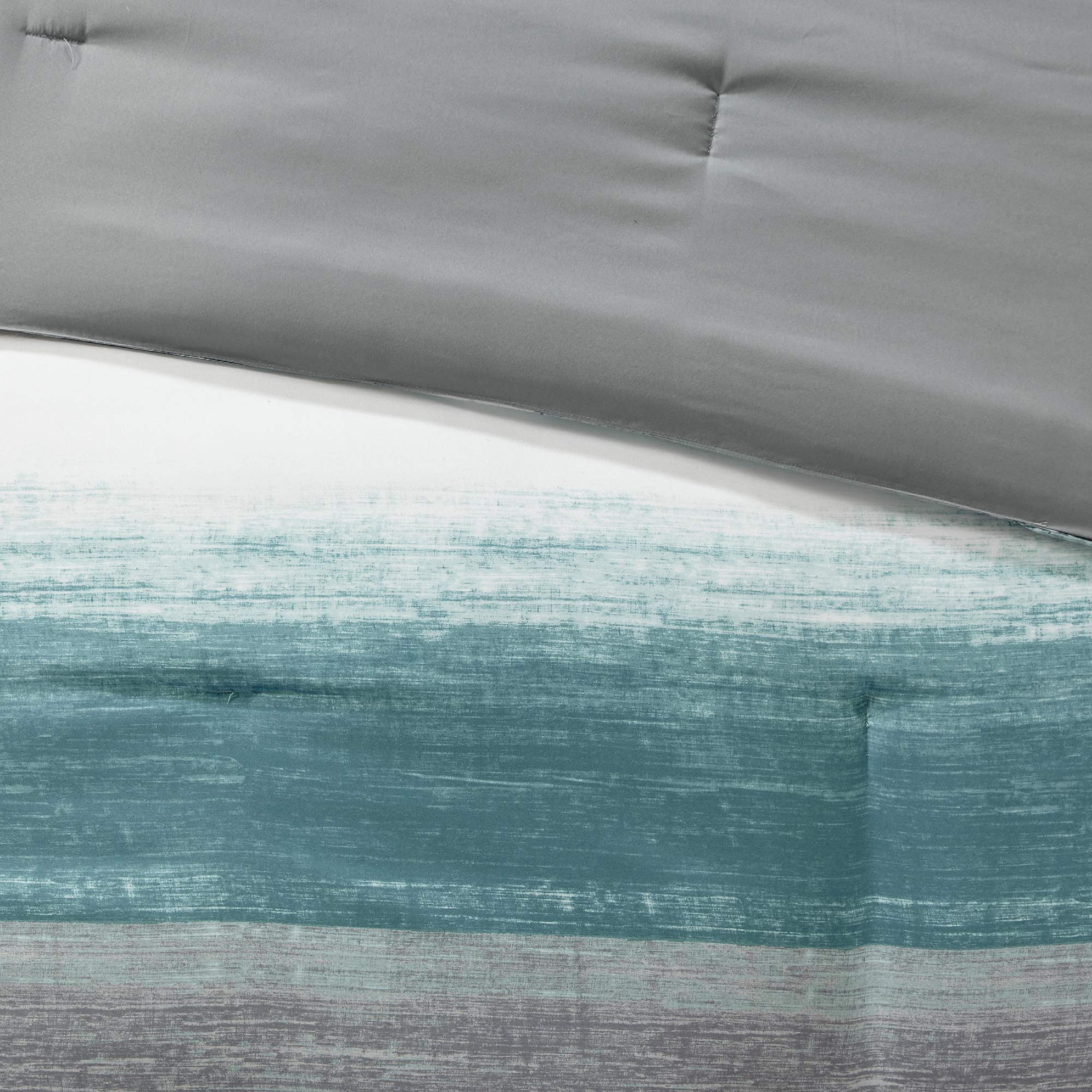Madison Park Essentials Bed in a Bag Comforter, Vibrant Color Design All Season Down Alternative Cover with Complete Cotton Sheet Set, Queen (90"x90"), Saben, Stripe Aqua 9 Piece