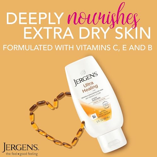 Jergens Ultra Healing Dry Skin Moisturizer, Body and Hand Lotion, for Long Lasting Skin Hydration, with HYDRALUCENCE blend, 3 Fl Oz (Pack of 3)