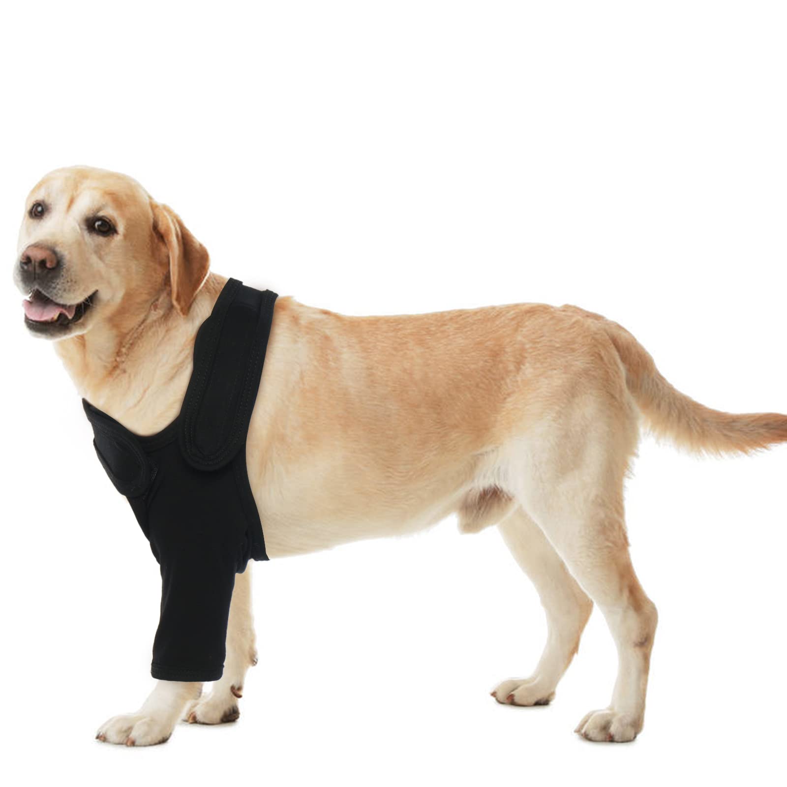 ROZKITCH Dog Surgery Recovery Sleeve Front Right Left Leg, Pet Prevent Licking Wound Elbow Brace Protector, Dog Recovery Suit Cone Collar Alternative for Sprain ACL CCL Arthritis Joint Care Black 2XL