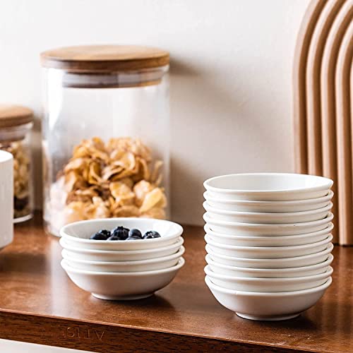 UIBFCWN 3 Oz 10 Pack White Dipping Bowls, Ceramic Dip Bowls, Soy Sauce Dish & Bowl, Olive Oil Dipping Dishes, Charcuterie Bowls, Serving Bowls for Side Dishes, Ketchup, BBQ and Party Dinner