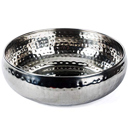 Salad Bowl and Serving Utensils - Hammered Detailing - Stainless Steel - Luxurious Serving Bowls By Colleta Home (12" Hammered Salad Bowl)