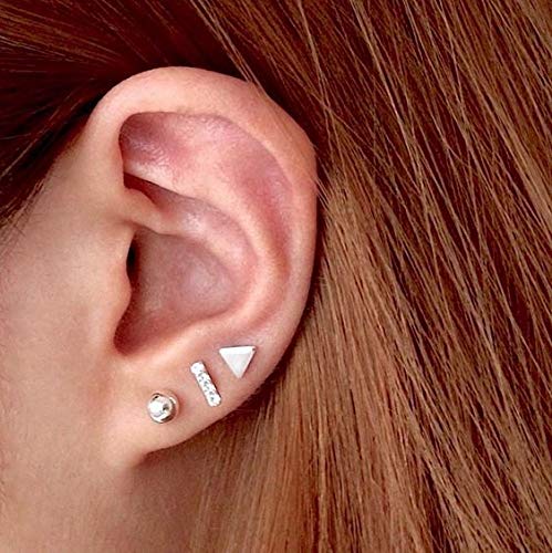 925 Sterling Silver Stud Earrings for Women Men|Hypoallergenic Earrings Stud|4 Pairs of White Gold Plated Sterling Silver Stud Earrings Set for Women