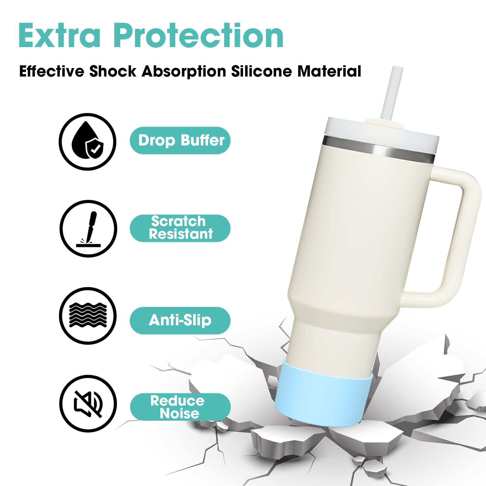 Airboat 6Pack Replacement Straws and 2Pack Protective Silicone Boot Sleeve for Stanley 40oz 30oz 20oz 14oz Tumbler
