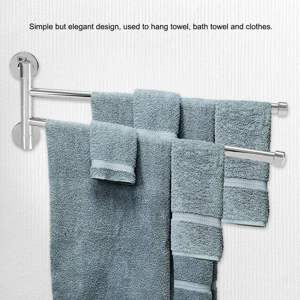 Cyrank Swivel Towel Rack, Kitchen Swivel Towel Bar 2/3 Arm Wall Mounted Hand Towel Rack Swing Out Rotating Towel Holder for Bathroom(2 Arms)