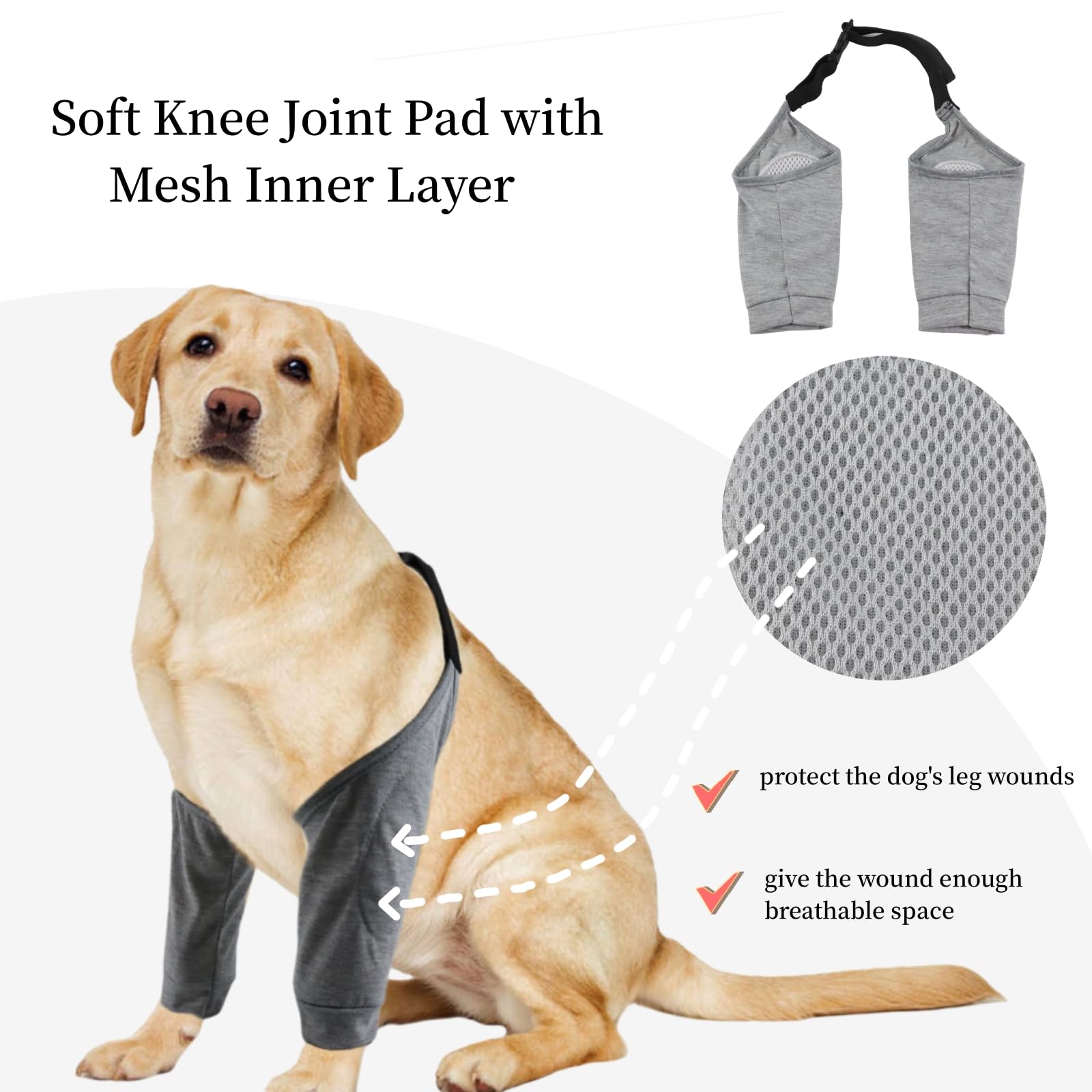Dog Elbow Protector for Calluses, Dog Recovery Suit for Front Legs, Soft Recovery Sleeves with Elastic Band,Knee Brace Protector Pads for Medium Large Dogs,Elbow Joint Support Wrap Stop Licking Wounds
