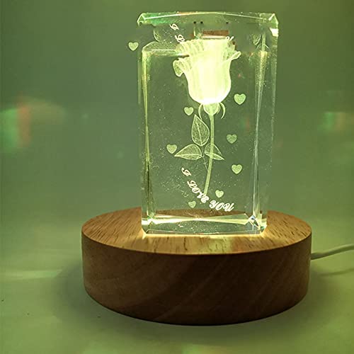 Amldoreat 3.1 Inches LED Lights Display Base, Round Wooden Lighted Base Stand with Remote Control for Laser Crystal Glass Resin Art, Sphere, Cylinder,Cube,Hexahedron, Resin Silicone Molds