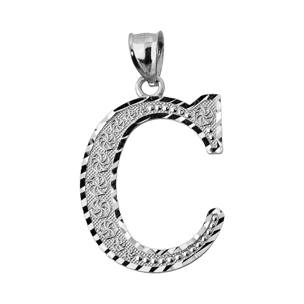 925 Sterling Silver Initial Letter C Charm Pendant, 1"