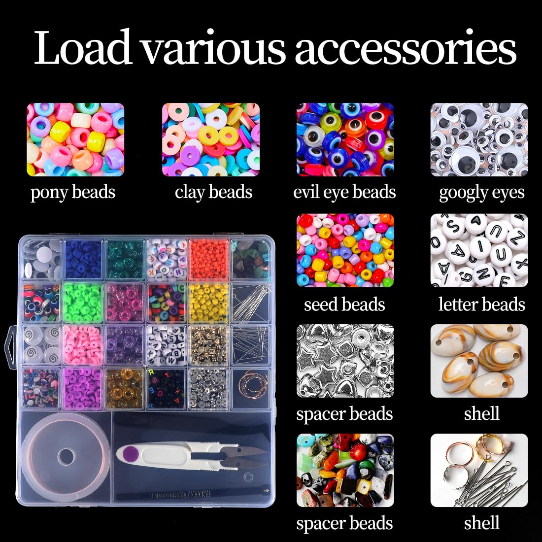 Bundooraking 26 grids bead organizer box (1.7cm thick), Arts DIY Crafts Jewelry organizers and storage box, Dividers plastic bead storage box, craft storage for Beads, Jewelry, Small charms.