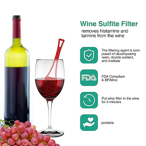8-Packs Wine Wand Filter, Wands Wine Purifier Sticks, Remove Wine Sulfites and Histamines, Reduces Headaches Nausea & Wine Allergies, Purify Wines Without Changing the Natural Taste & Pure