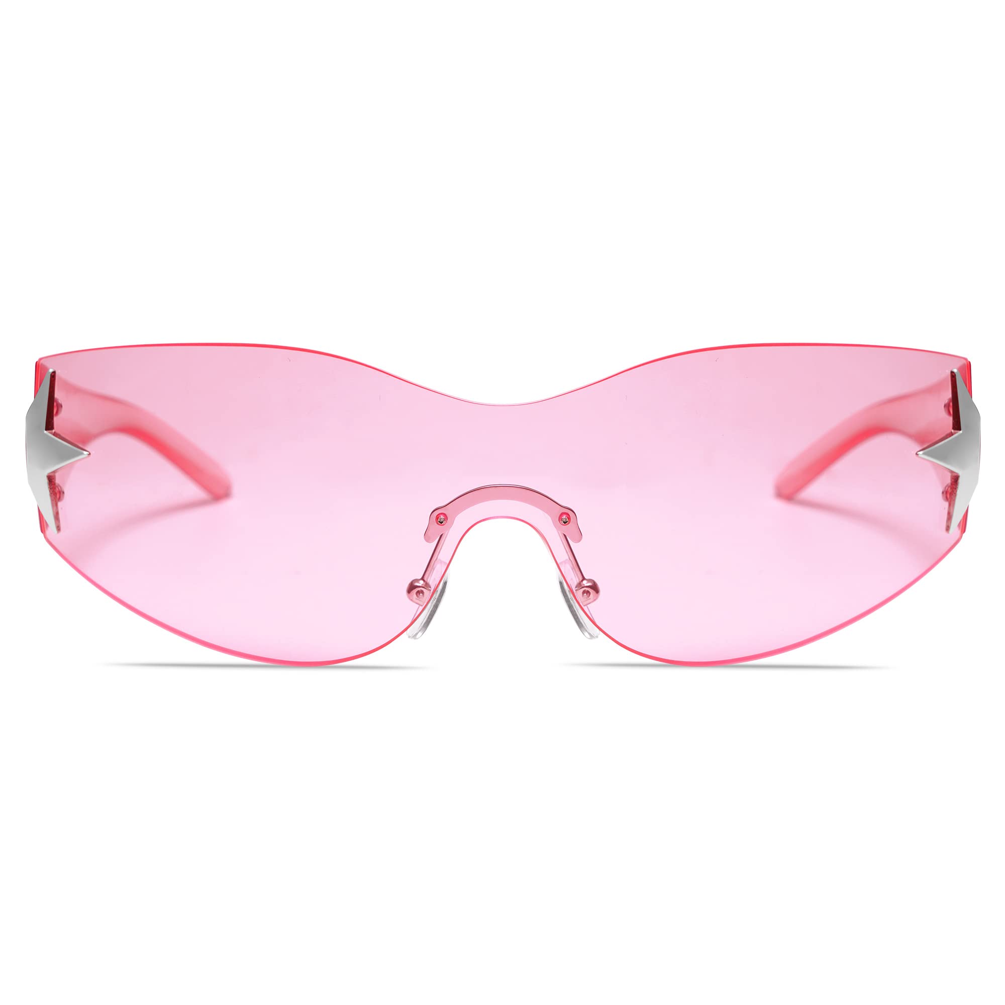 Allarallvr Y2K Trendy Sunglasses for Women Men Gafas De Sol Para Mujer Shield Wrap Around Sun glasses AR82143(Pink,Pink)