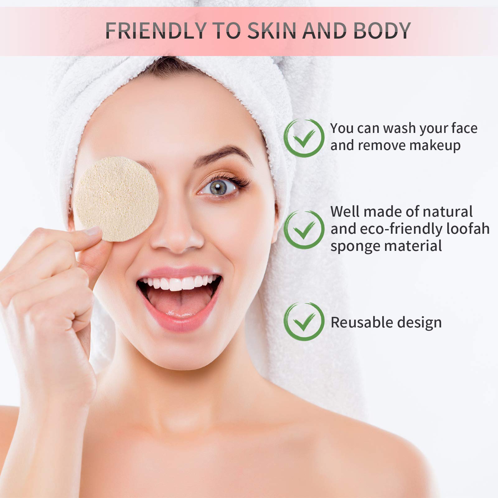 Frcolor 50 Pcs Loofah Face Pads Exfoliating Loofah Sponges Makeup Remover Reusable Soft Facial Skin Care Scrub Wash Pads