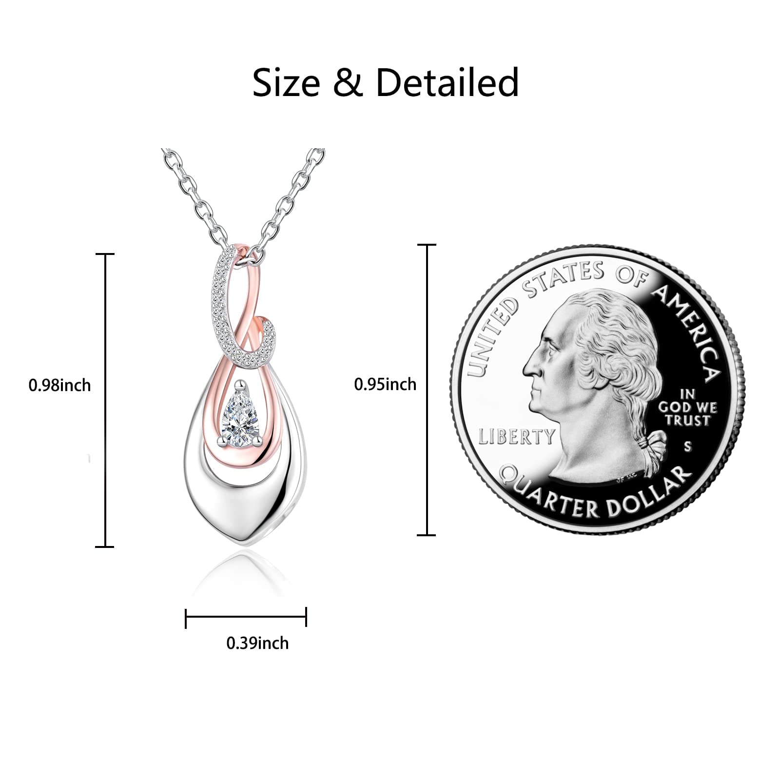 925 Sterling Silver Ash Necklace Memorial Teardrop CZ Keepsake Pendant Infinity Urn Necklace for Ashes for Women Cremation Jewelry(clear)