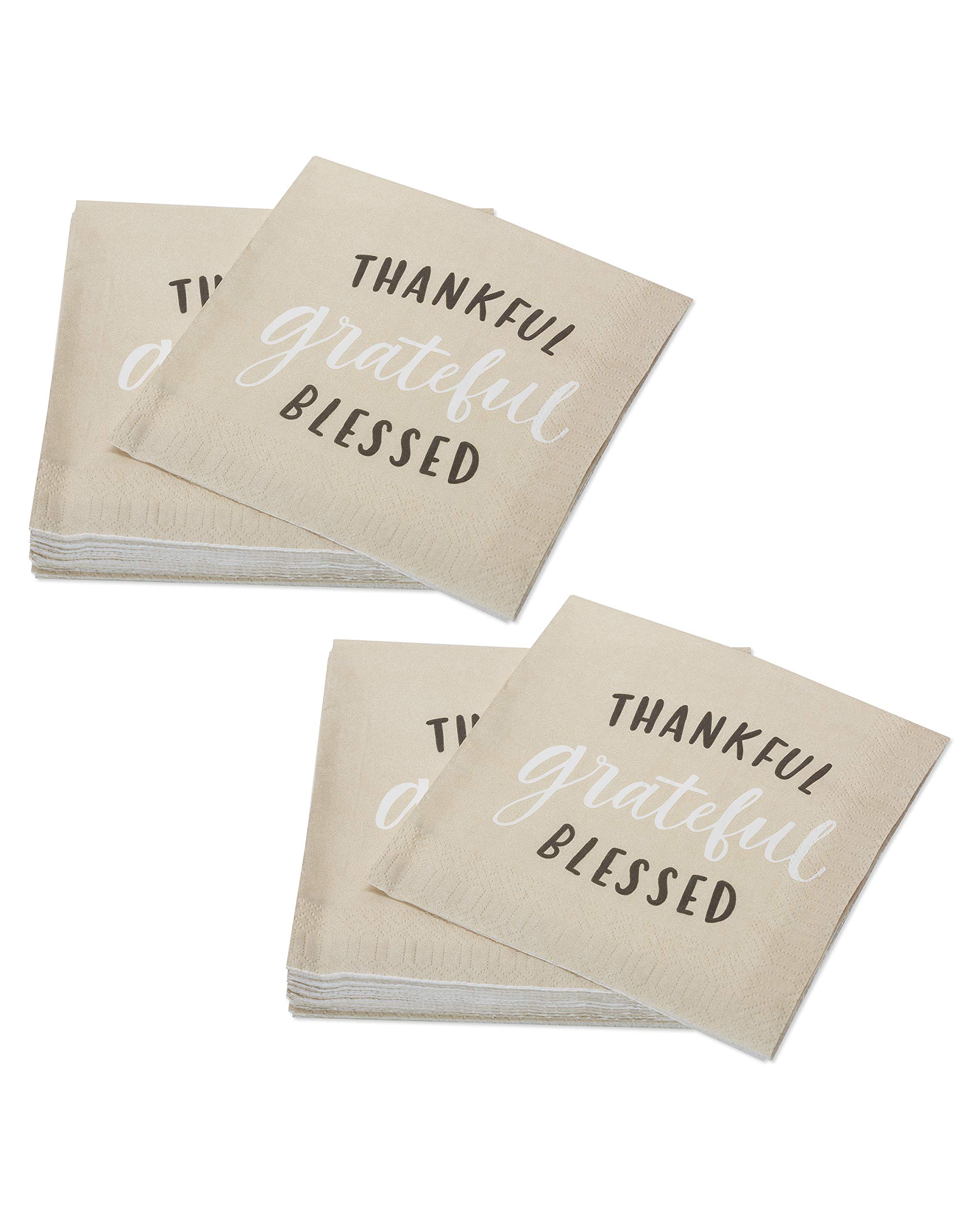 American Greetings 50-Count 6.5 in. x 6.5 in. Lunch Napkins, Grateful Thanksgiving Party Supplies