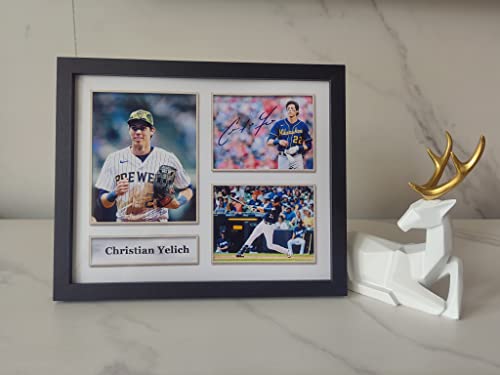 Christian Yelich Reprint Signed Photo Picture Poster Framed Display Decorations Fan Gifts Memorabilia Wall Art