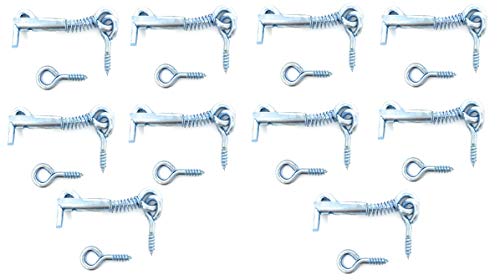 MI MADOL IMPORTS, LLC MADOL Safety Latch with Eye and Hook [2844-10] Pack of 10- ALDABA o GANCHO con Cerrojo para cerrar puerta o Ventana (10)