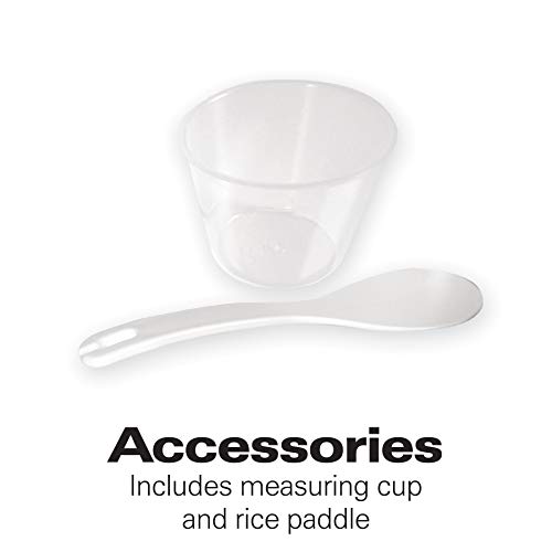 Hamilton Beach Mini Rice Cooker & Food Steamer, 8 Cups Cooked (4 Uncooked), With Steam & Rinse Basket, White (37508)