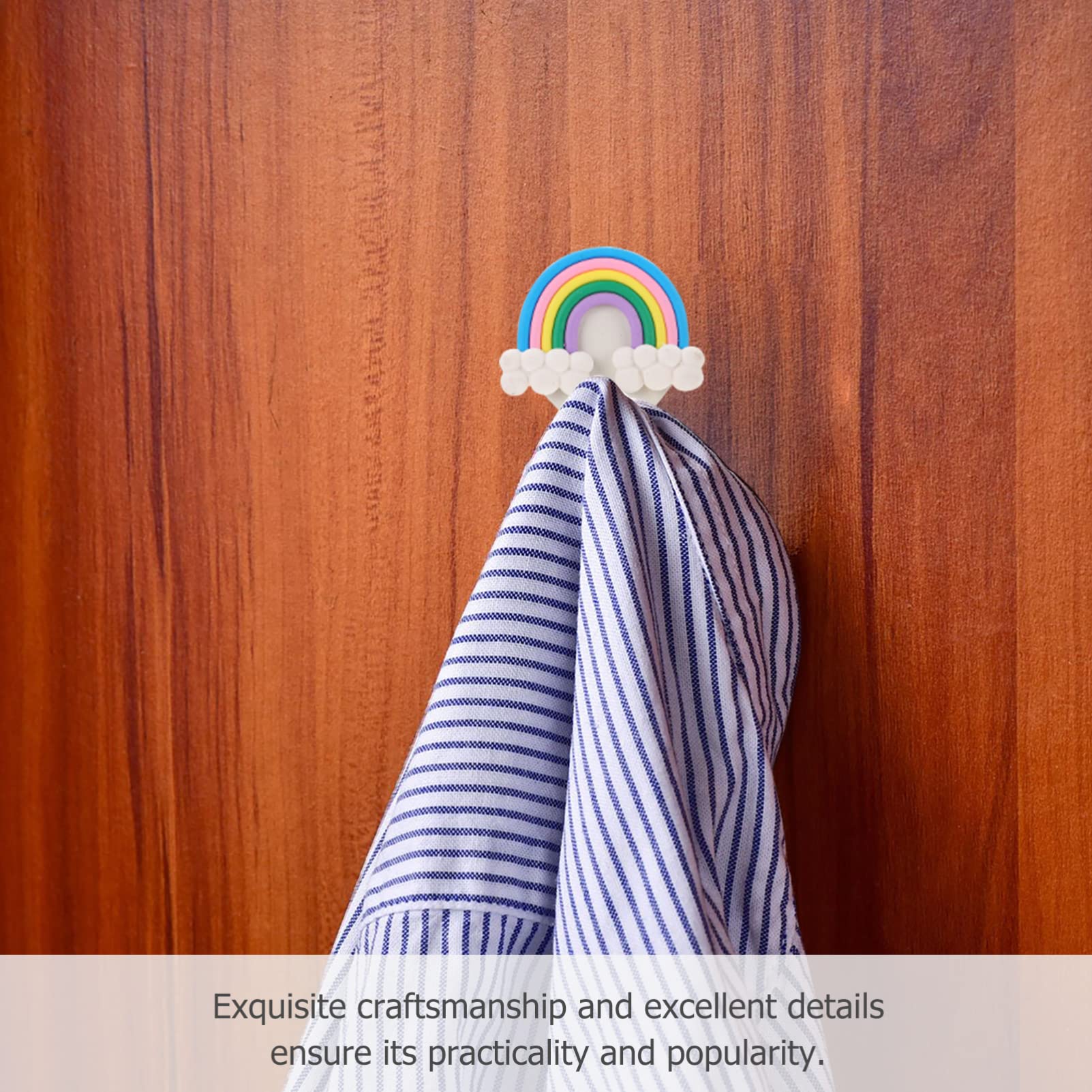 Cabilock 4Pcs Adhesive Rainbow Hook Drill Wall Hangers Hooks Waterproof Sundries Key Organizer Hook for Home Office Bedroom