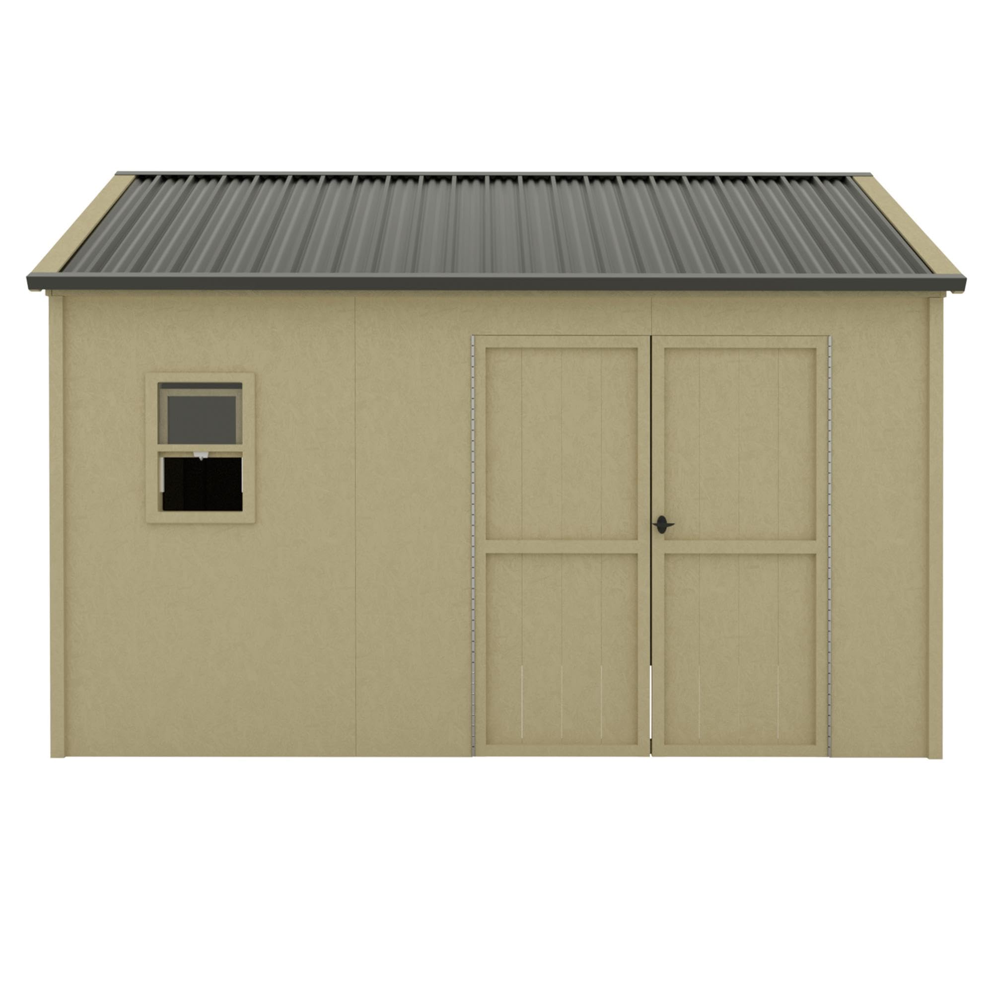 MUPATER 12 ft x 9 ft Outdoor Wood Shed with Metal Roof, Lean-to Storage shed Garden Furniture Tools with Lockable Door and Vents for Garden, Patio