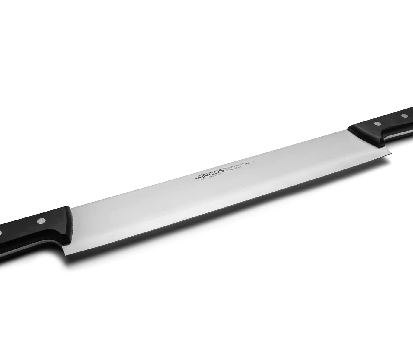 ARCOS Cheese Knife 16 Inch Nitrum Stainless Steel and 400 mm blade. 1150 gr. Ergonomic Polyoxymethylene POM Handle. Series Universal. Color Black