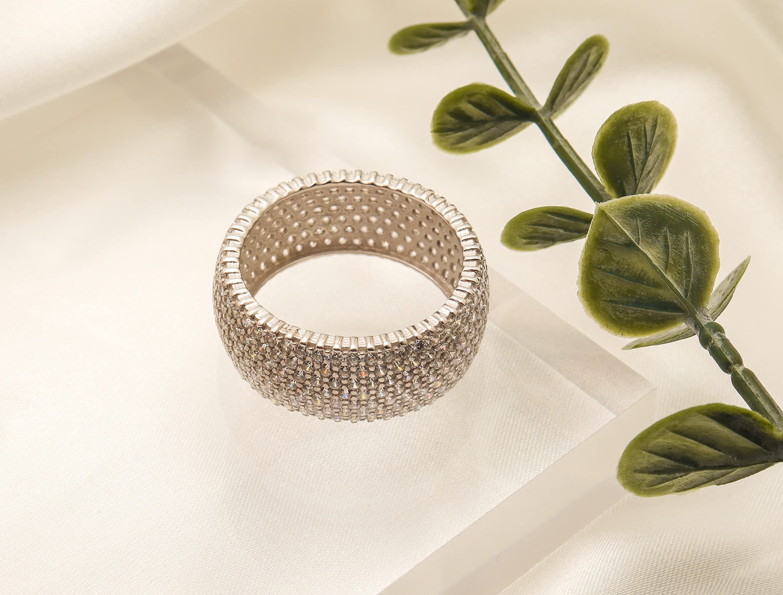 925 Sterling Silver Eternity Ring 7 Row Cubic Zirconia Micro-pave Set Engagement/ Wedding Ring (sterling-silver, 6)
