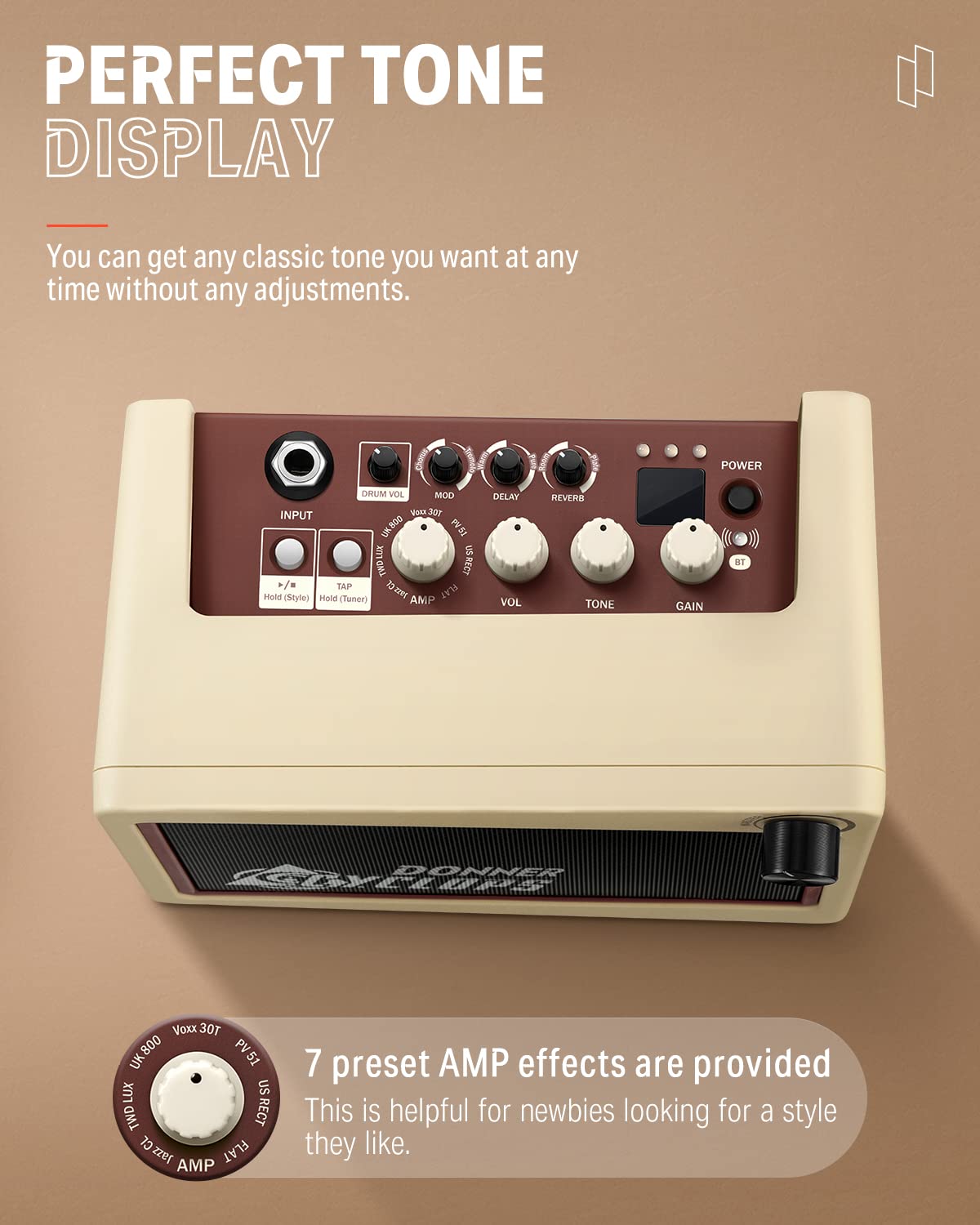 Donner 39 Inch TL Electric Guitar & Mini Guitar Amp Digital, 5W Wireless Small Electric Guitar Amplifier, Cyclops Guitar Combo Amp with 7 Amplifier Models 3 Types of Effects: Mod, Delay, Reverb and Dr