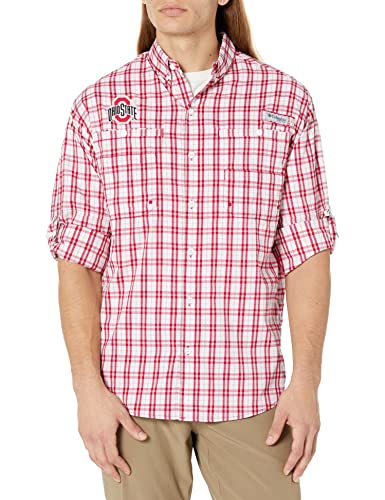 Columbia Men's Collegiate Super Tamiami Long Sleeve Shirt, OS-Intense Red Gameday Plaid, XX-Large