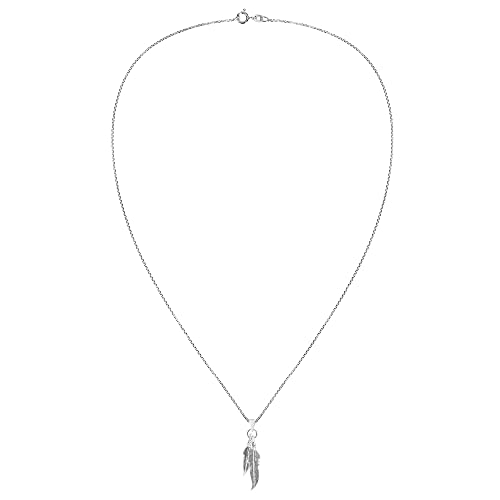 AeraVida Unisex Double Etched Feather Sterling Silver Dangle Necklace