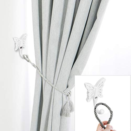 uxcell 6pcs Wall Mounted Robe Hook Zinc Alloy Butterfly Shaped DIY Hooks Coat Towel Wall Clasp Bathroom Hanger with Screws White