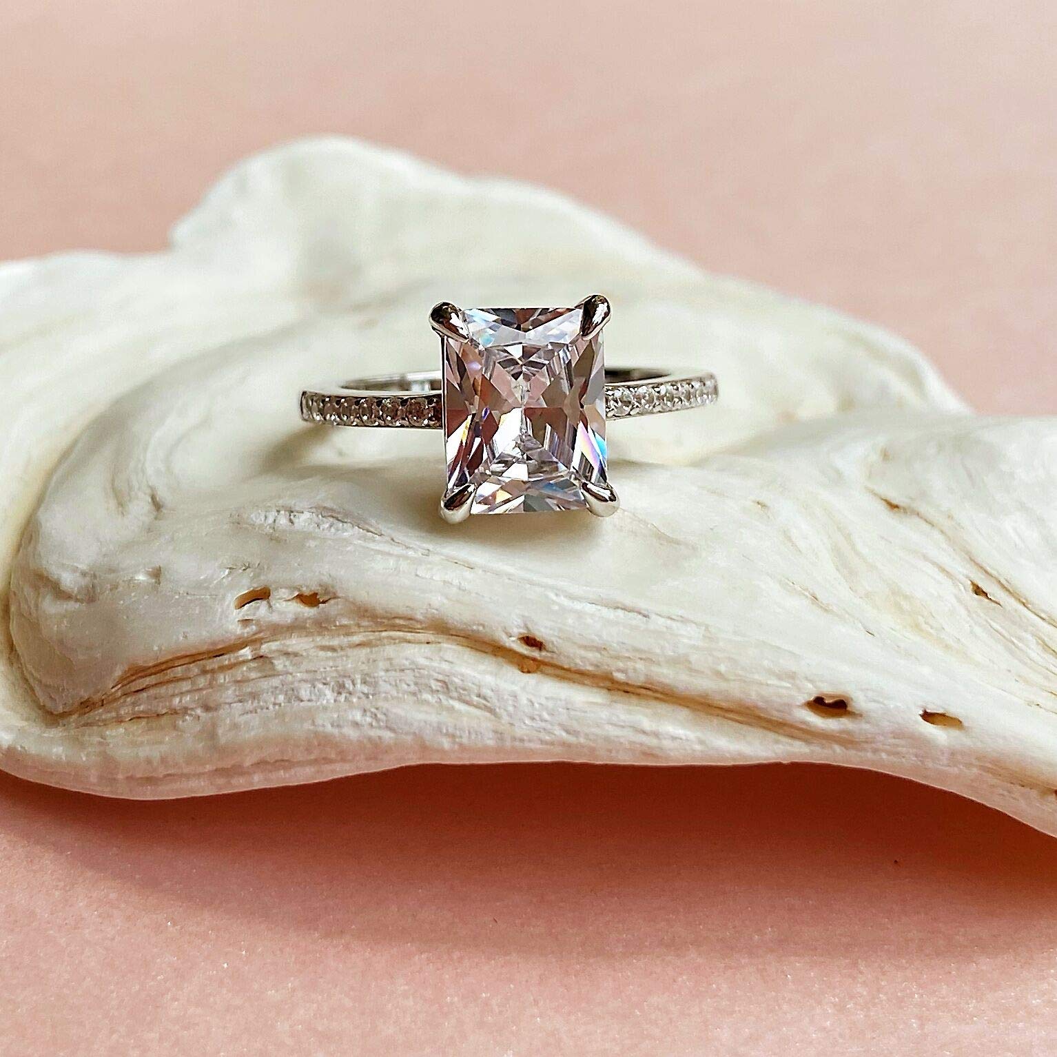 925 Sterling Silver 9x7mm 2.5 Ct Radiant-cut Bridal Ring Solitaire Engagement Anniversary Wedding Ring (7)