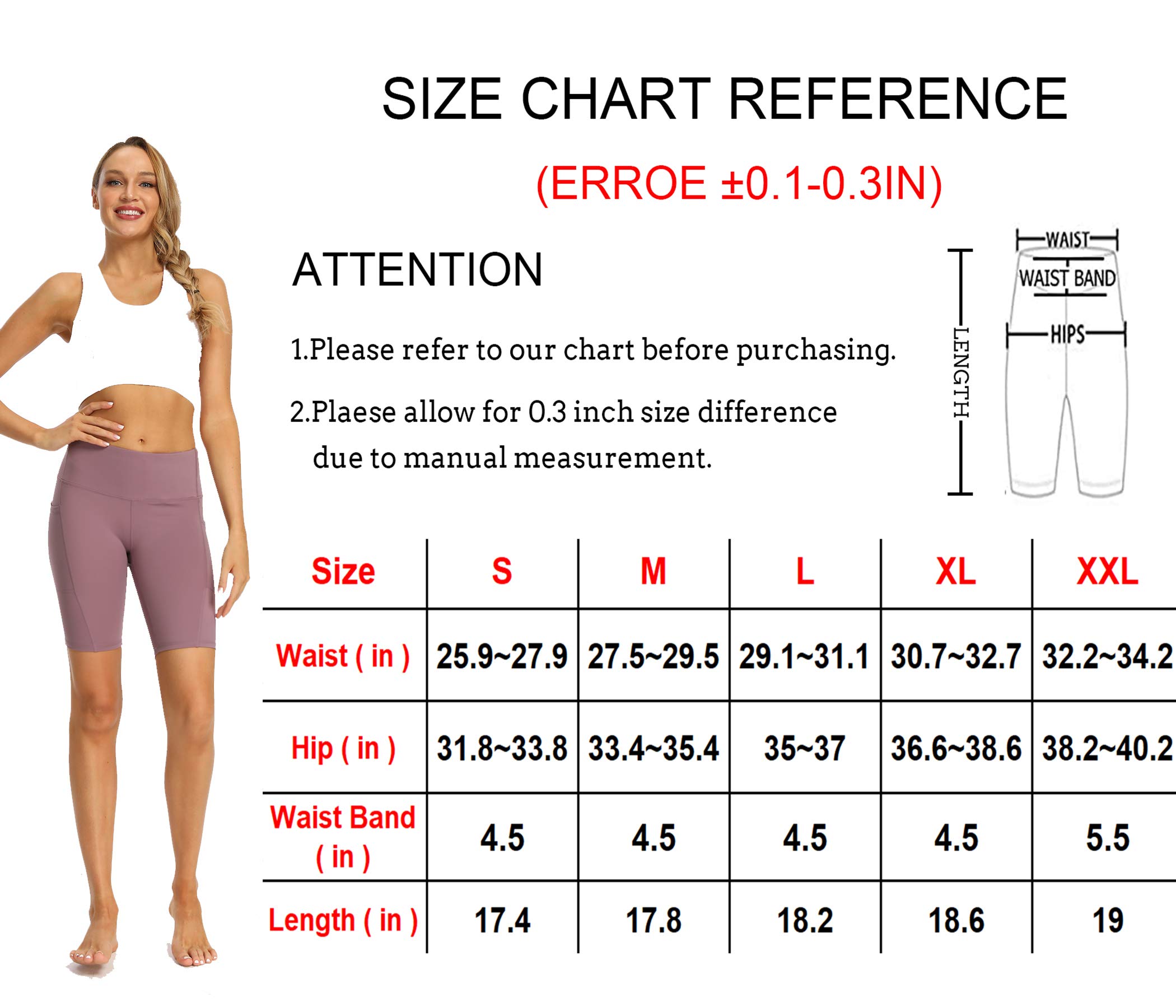 8" High Waist Workout Biker Yoga Shorts Athletic Running Tummy Control Short Pants with 3 Pockets for Women Black-XL