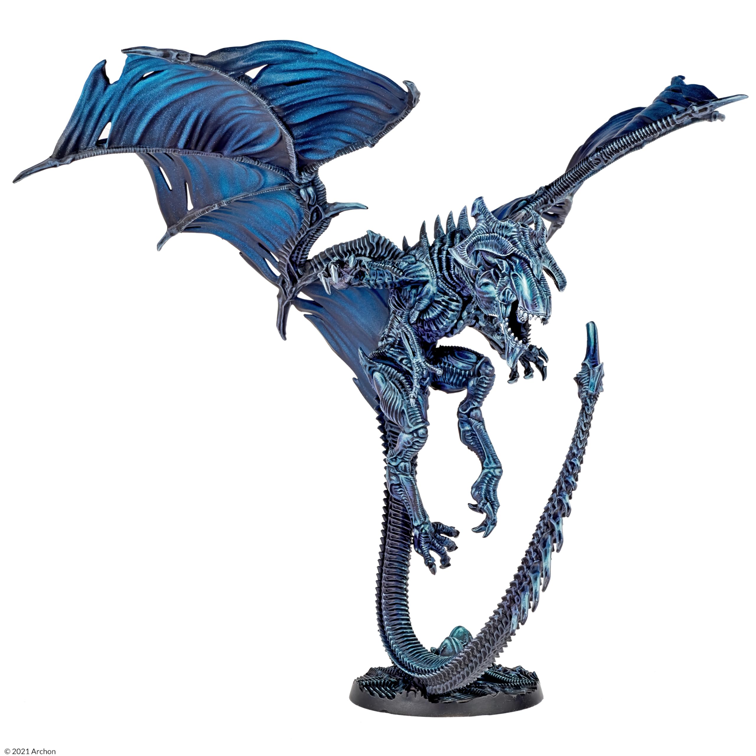 Dungeons & Lasers Xenodragon Dragon Miniature Figure - Tall 6.2" Height (157mm) with Scenic Base - 5E Compatible for DND and Tabletop RPG Games - Highly Detailed and Unpainted - from Archon Studio