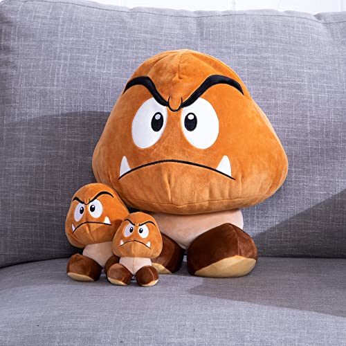 Club Mocchi- Mocchi - Nintendo Super Mario Plush, Collectible Squishy Goomba Plushies - 15 Inch, Brown