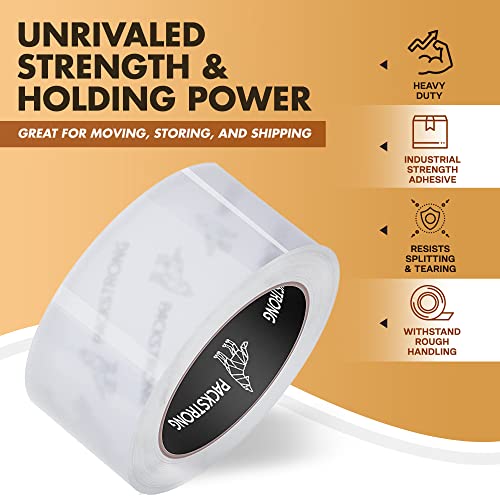 Packstrong Industrial Grade Clear Packing Tape (6 Rolls) - 110 Yards per Roll - 3" Wide x 2.0 mil Thick, Acrylic Adhesive Heavy Duty Tape for Box Office Moving Packaging Shipping
